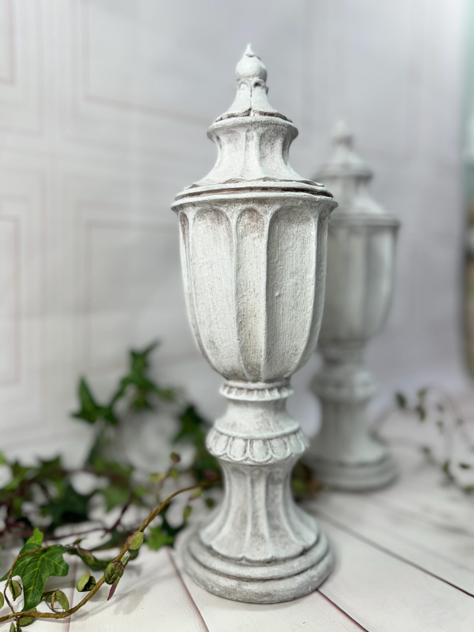 Finial Statue, Set of 2, Vintage, White, One of a Kind, Shabby Chic ...
