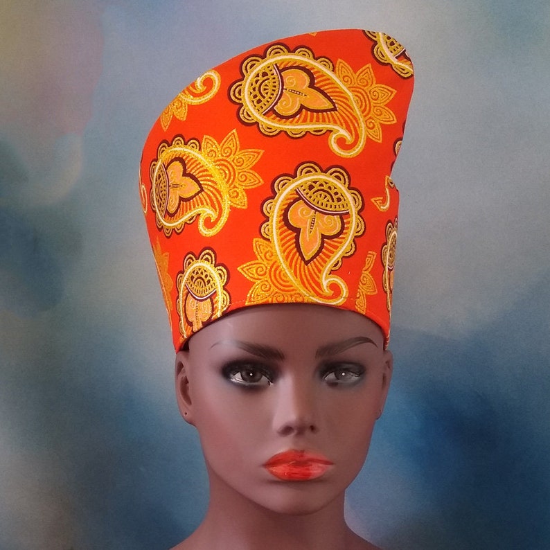 Ankara African Print Headdress Crown With Metallic Detail. Red | Etsy