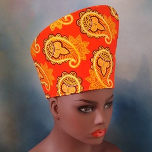 Ankara African Print Headdress Crown With Metallic Detail. Red & Gold ...