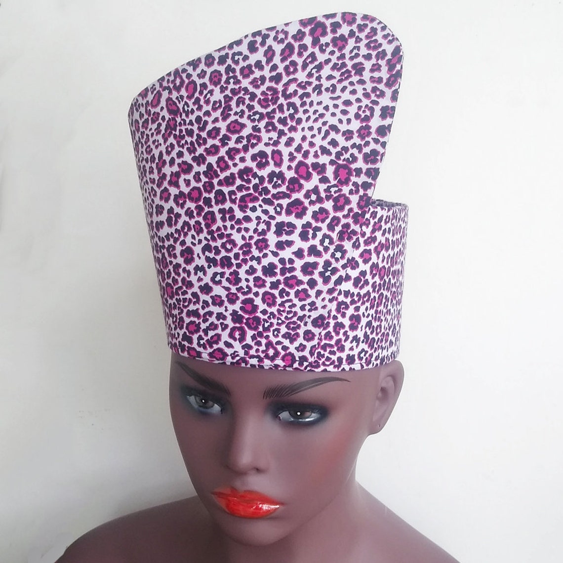 African Print Hat Headdress Crown Kufi Tribal Handmade Red | Etsy