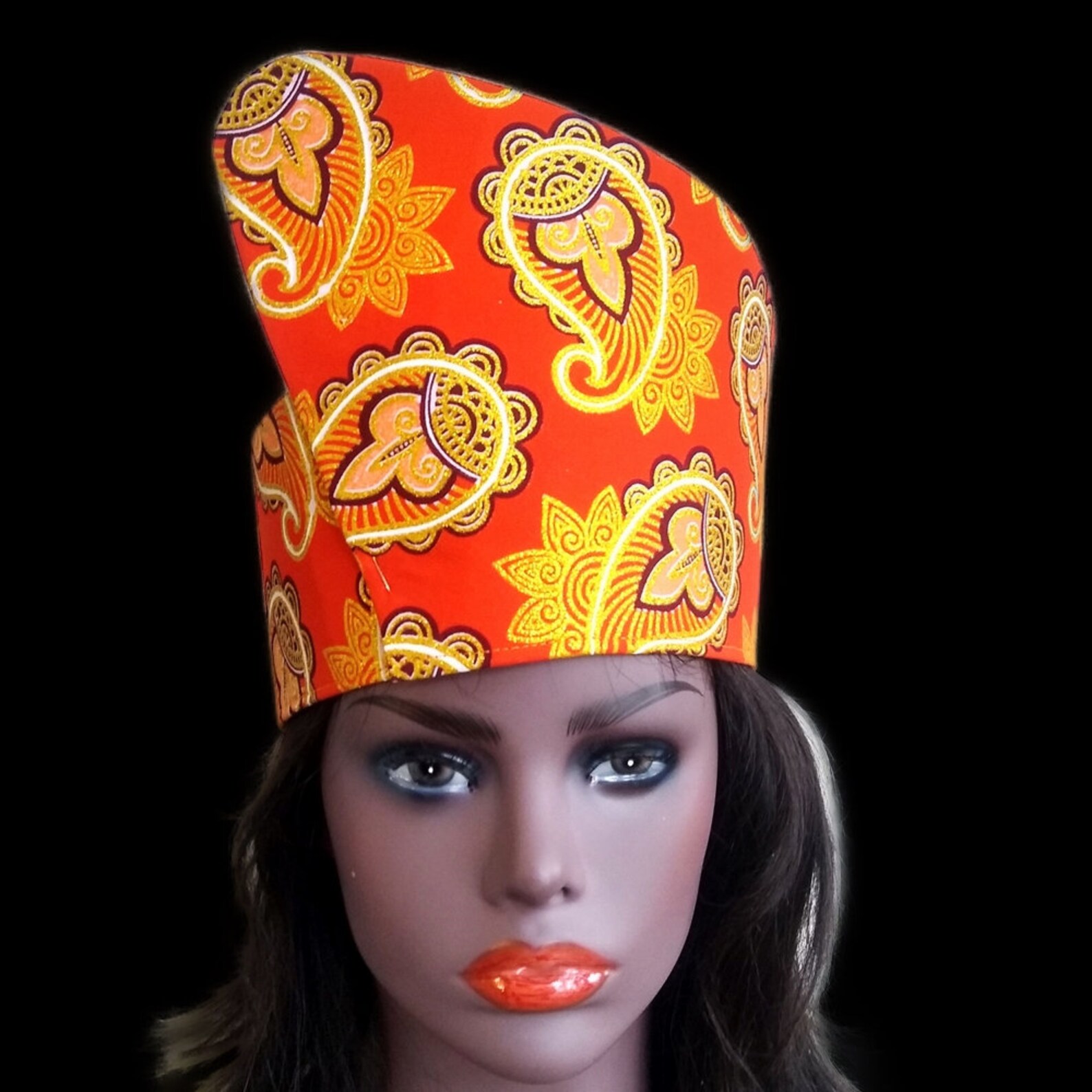 Ankara African Print Headdress Crown With Metallic Detail. Red - Etsy