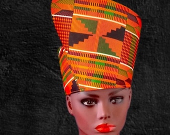 Ankara African Print Headdress Crown With Metallic Detail. Blue, Aqua ...