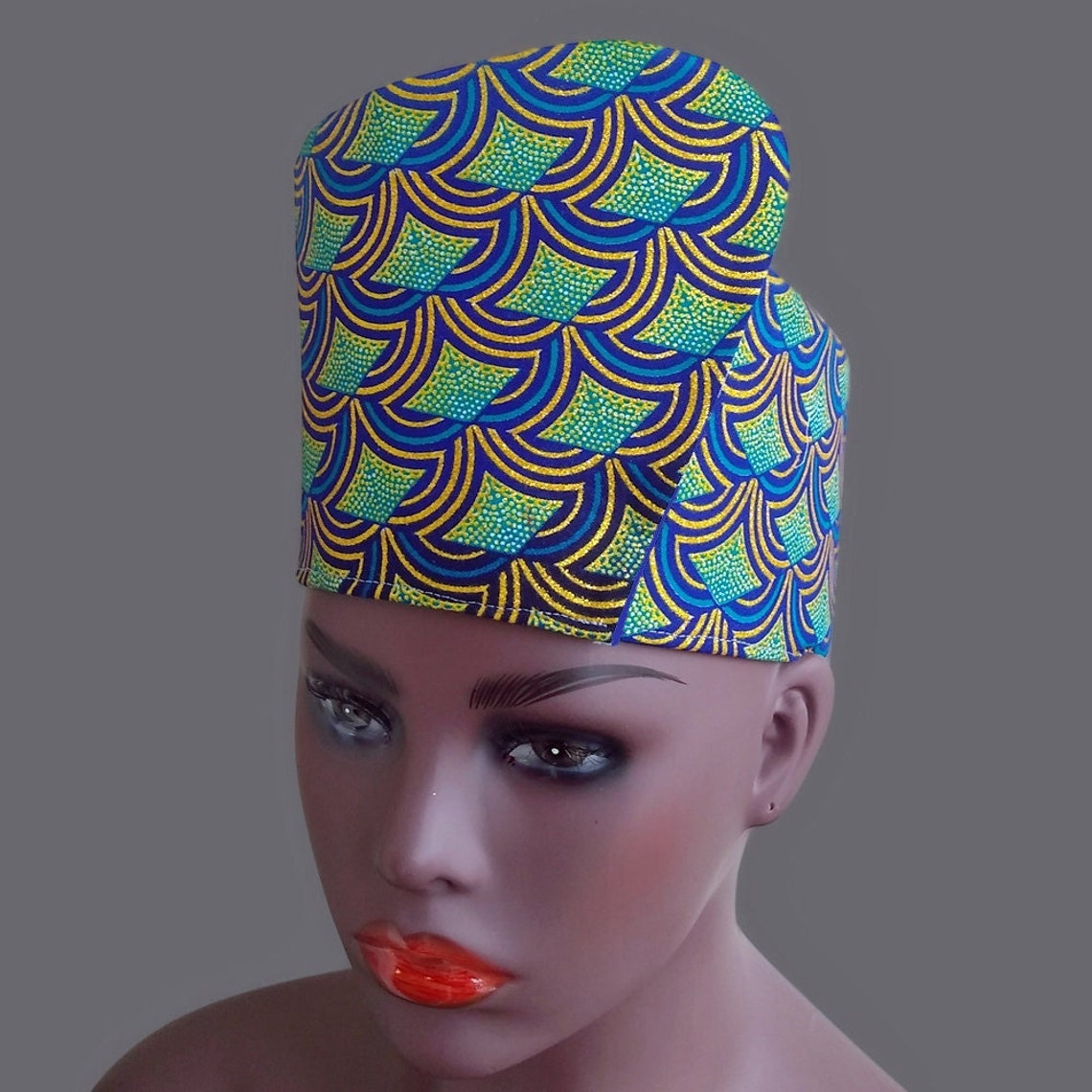 Ankara African Print Headdress Crown With Metallic Detail. | Etsy