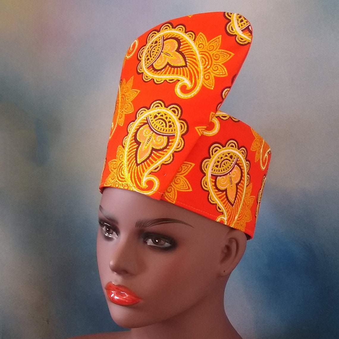 Ankara African Print Headdress Crown With Metallic Detail. Red - Etsy