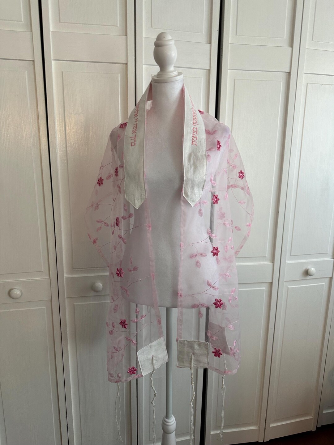 Pink Organza Tallit, Jewish Prayer Shawl With Silk Attara and Corners ...