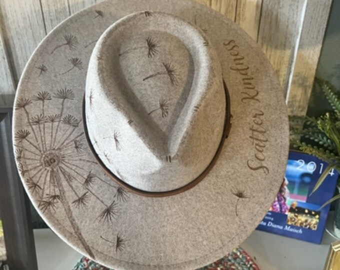 Dandelion Hand Burned Cowboy Hat-"scatter Kindness" - Etsy