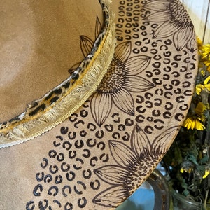 Handmade Burned Leopard Print Suede Cowgirl Hat: Western Rodeo Style - Etsy