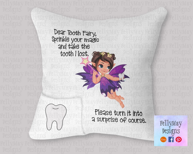 Purple Tooth Fairy Tooth on Pocket DESIGN ONLY - Etsy