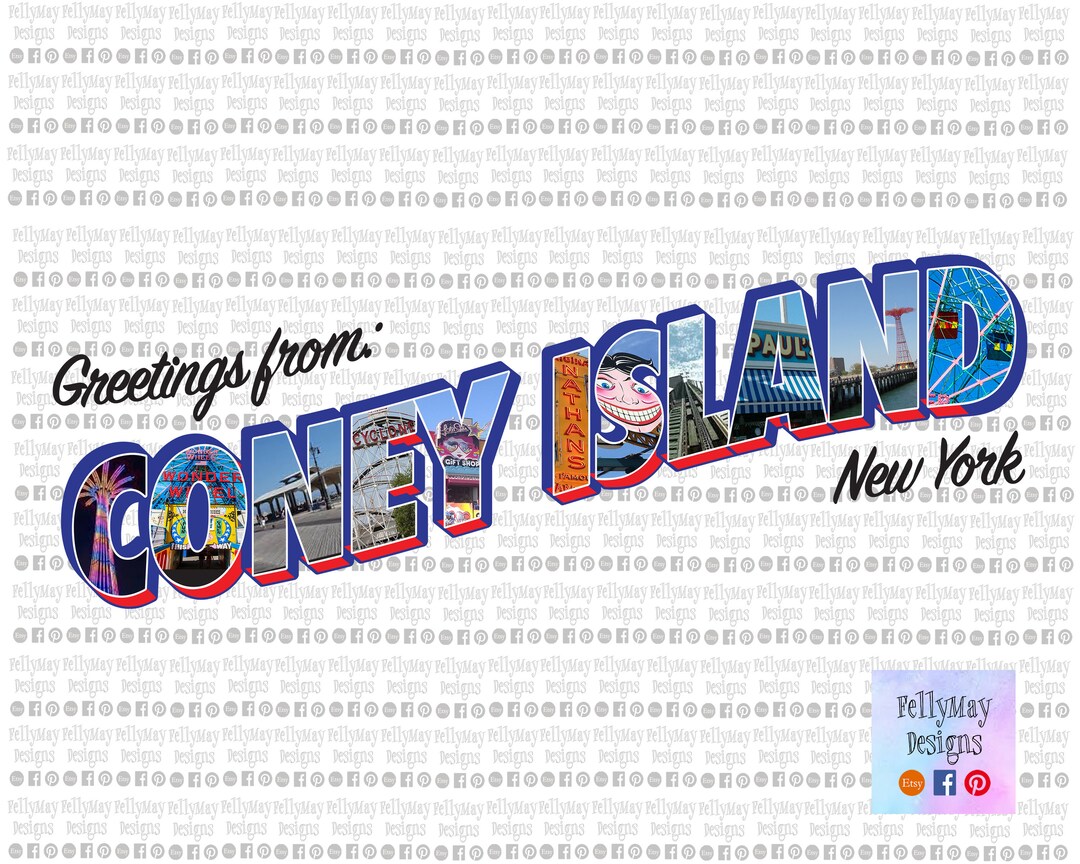 Greetings From Coney Island With Pictures in Letters DIGITAL DOWNLOAD ...