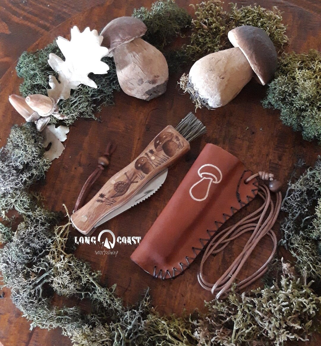 Mushroom Knife With Leather Sheath, Personalized Gift, Mushroom Picking ...
