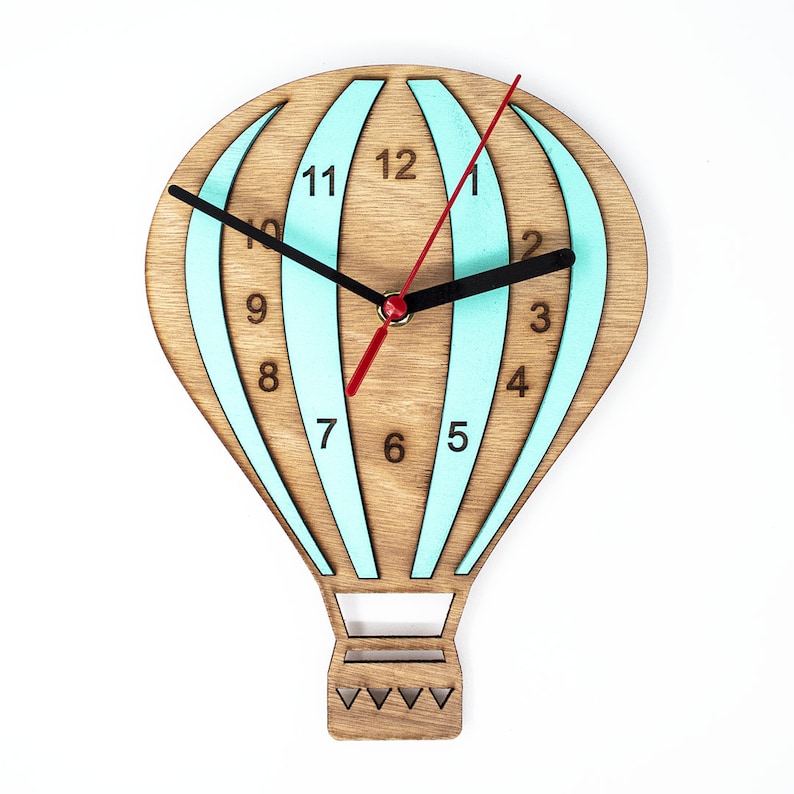 Enchanting Wood Balloon Clock, Unique Child's Room Wall Decor, Fun Time ...