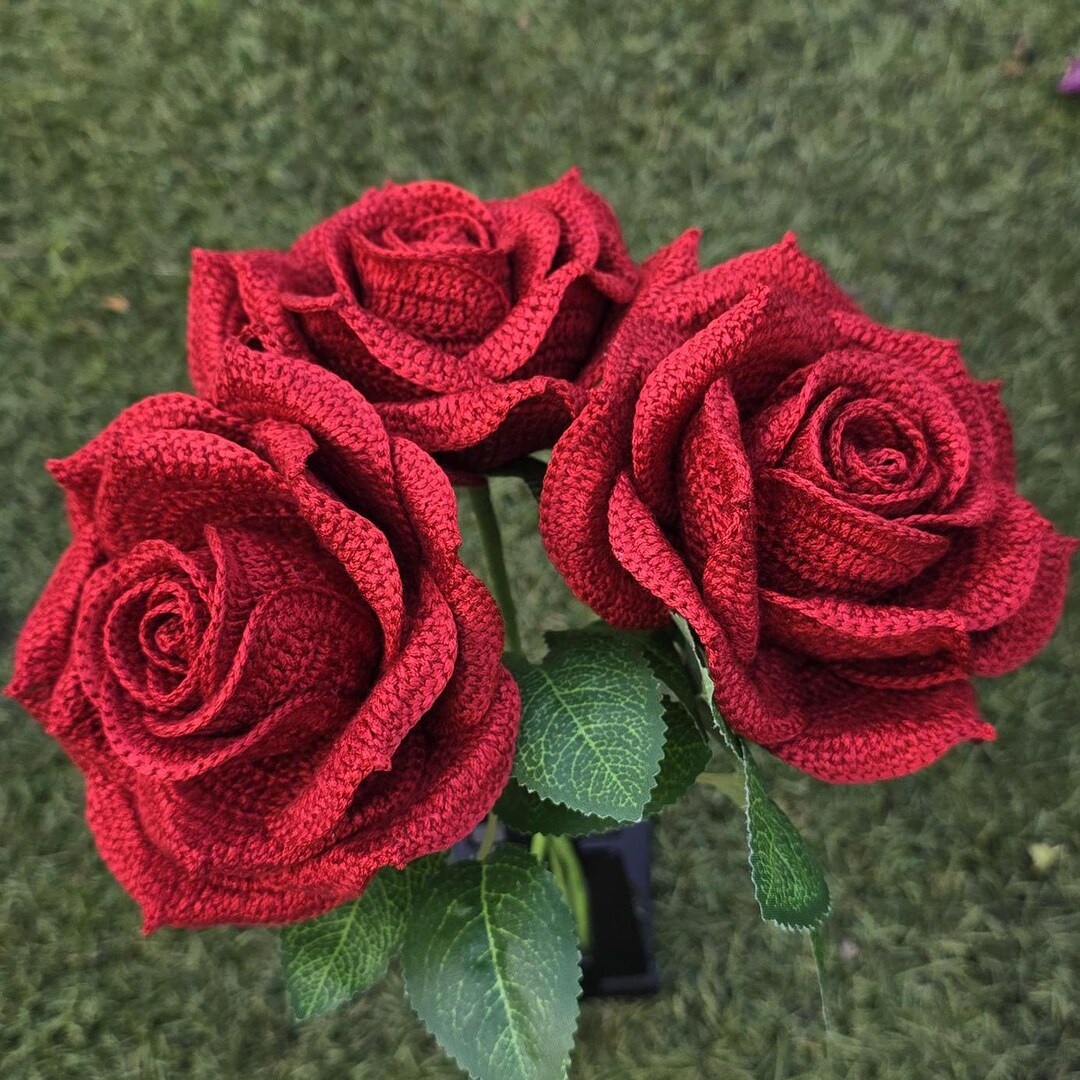 Crochet Rose Hand Made Flower - Etsy UK