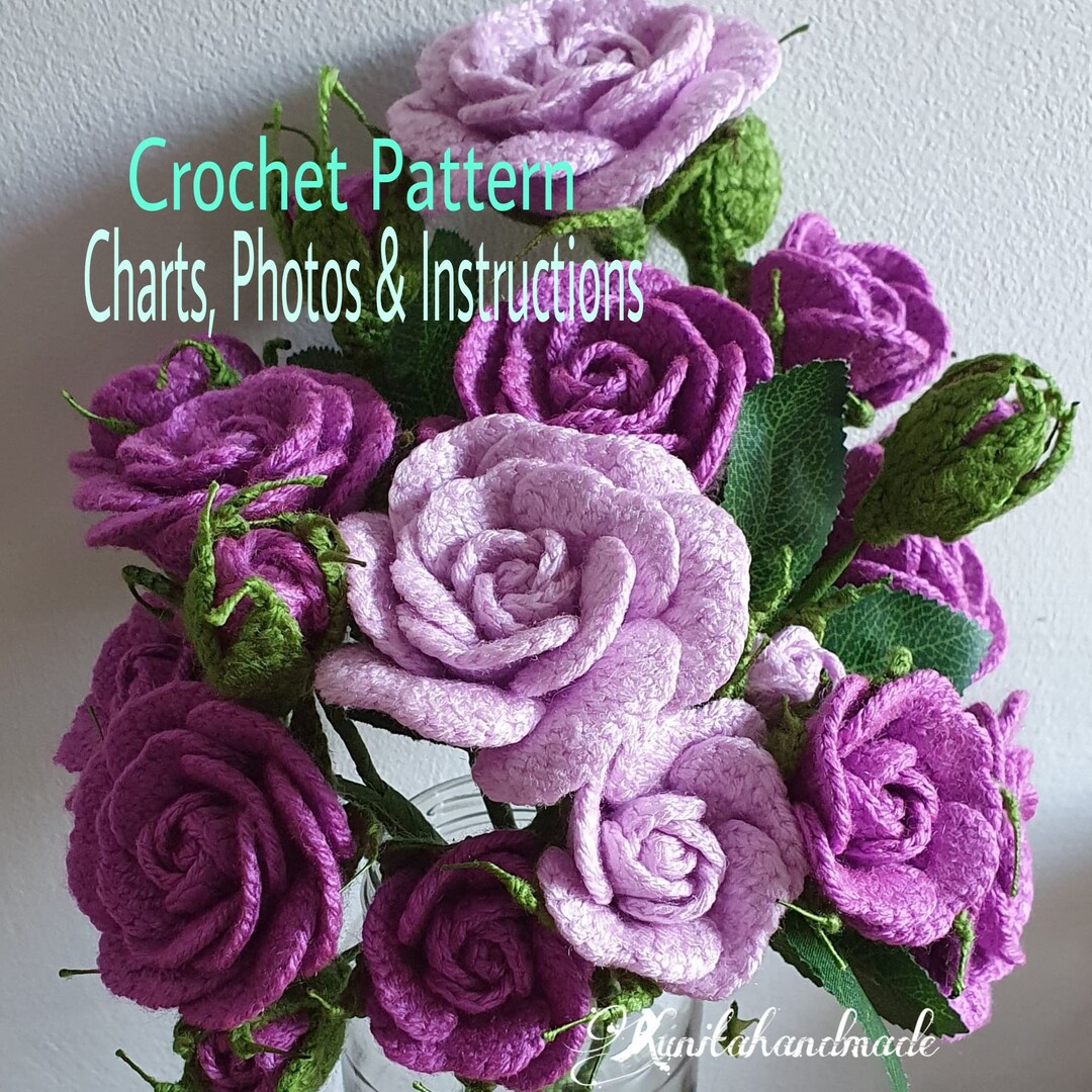 Crochet Rose Pattern - Crochet Miniature Rose Flowers - Rose Crochet - Etsy