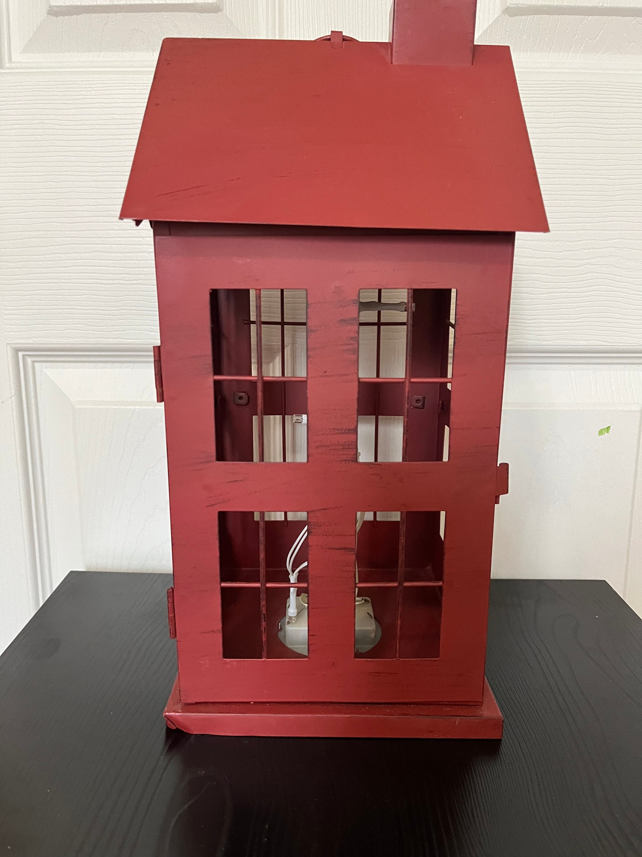 Red Metal Lantern With Lights - Etsy