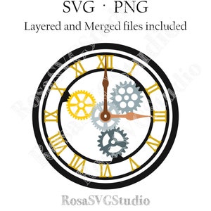 Steampunk Wall Clock Svg, Industrial Clock With Gears, Layered and ...