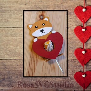 Valentine Lollipop Holder Svgs, Set of 4 Dog Cat Fox Bear With Heart ...