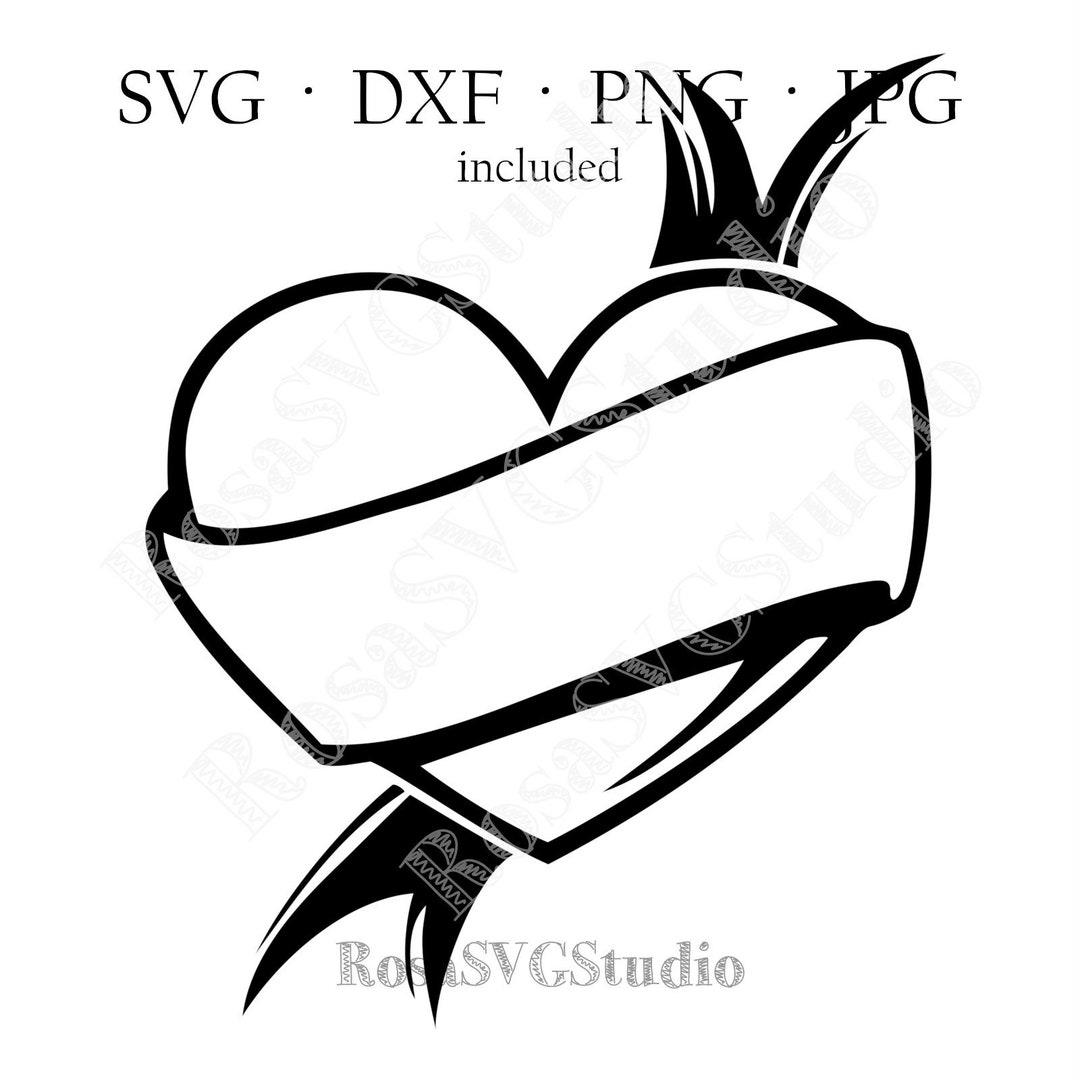 Open Heart Svg, Heart Monogram Svg, Candy Heart Svg, Heart With Ribbon ...