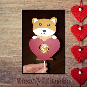 Valentine Lollipop Holder Svgs, Set of 4 Dog Cat Fox Bear With Heart ...