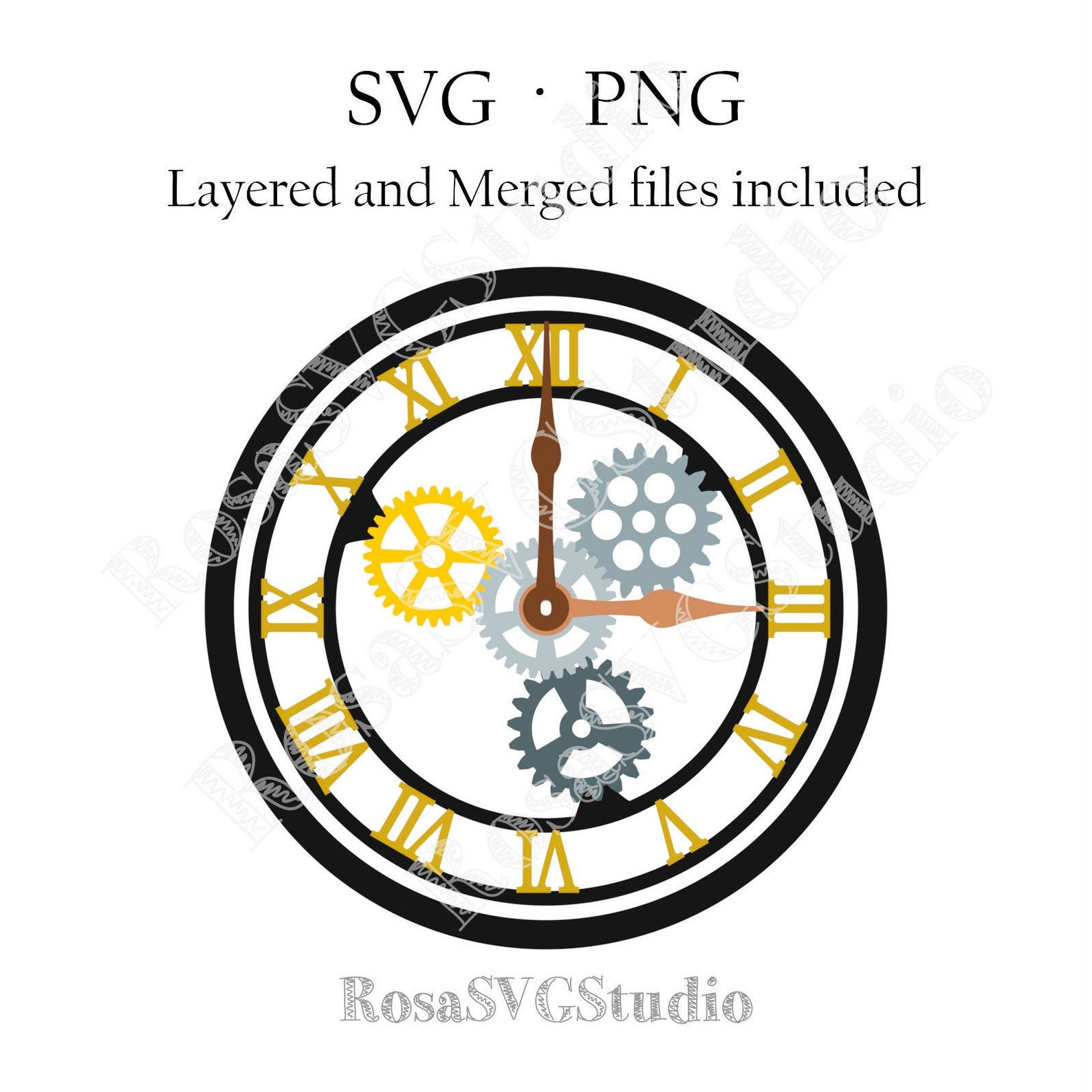 Steampunk Wall Clock Svg Industrial Clock With Gears Layered - Etsy