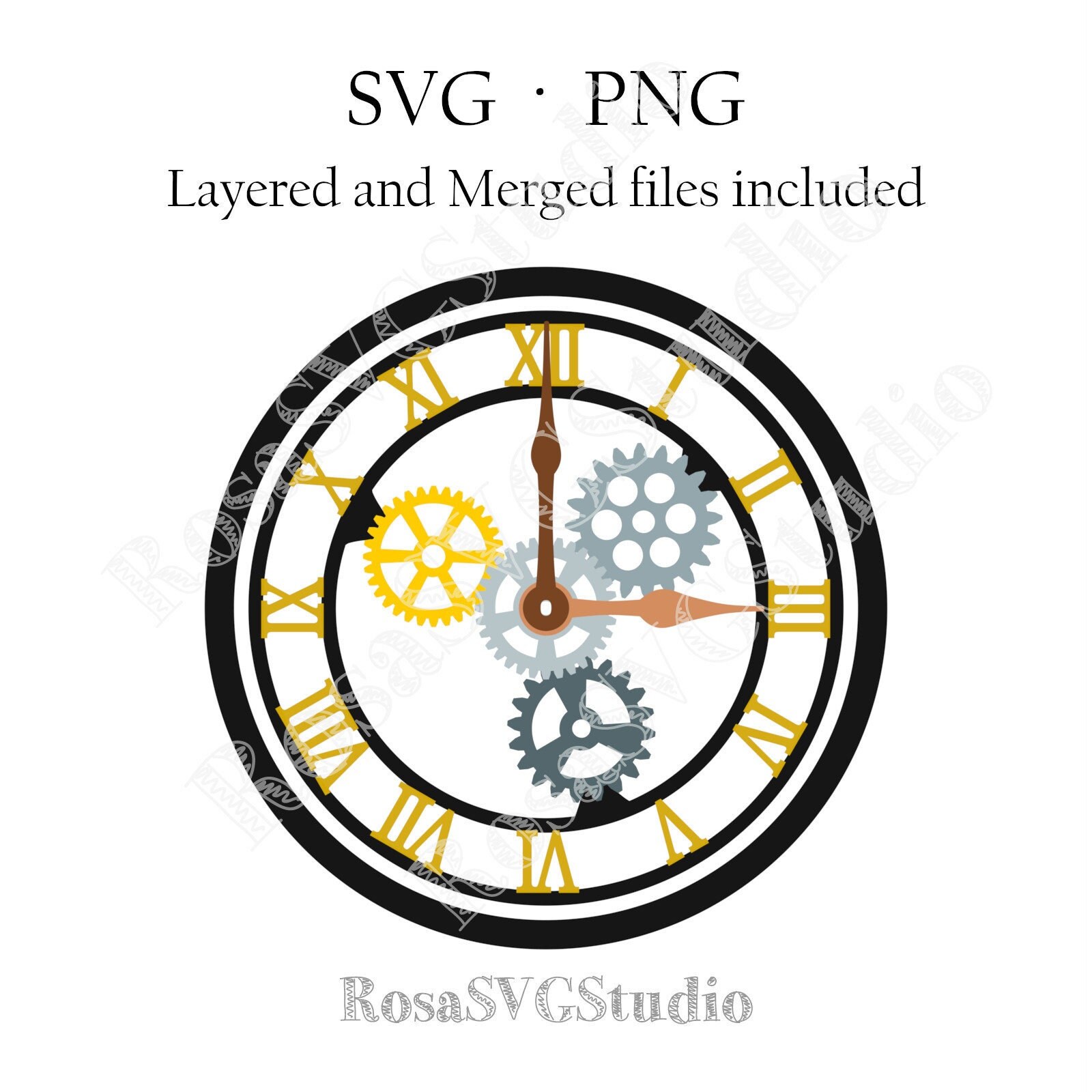 Steampunk Wall Clock Svg Industrial Clock With Gears Layered - Etsy