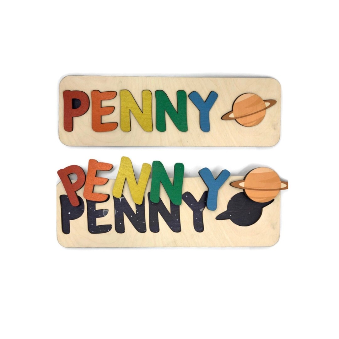 WOODEN NAME PUZZLE With Space Background - Personalized Name Puzzle ...
