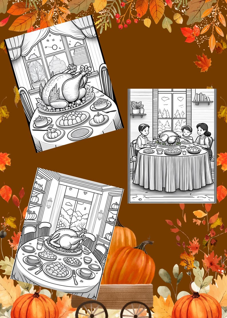 Thanksgiving Coloring Book - Etsy