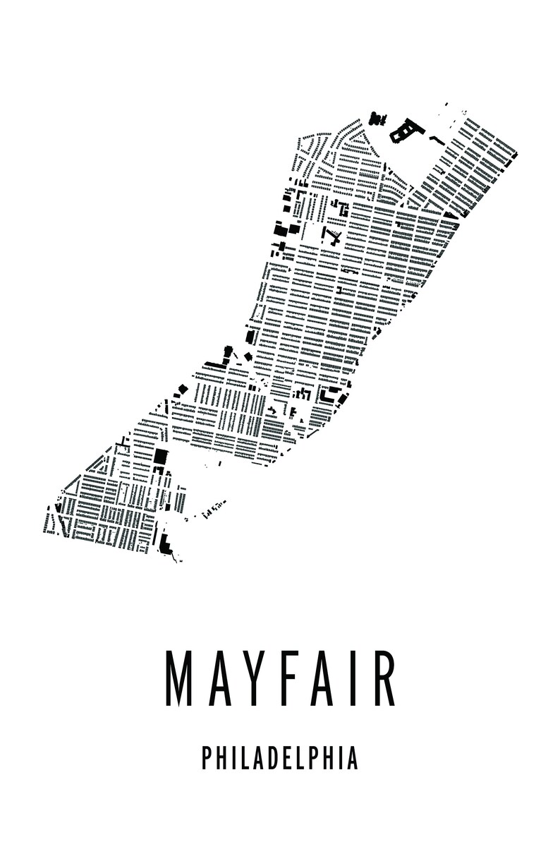 Mayfair, Philadelphia - Neighborhood Map - Etsy