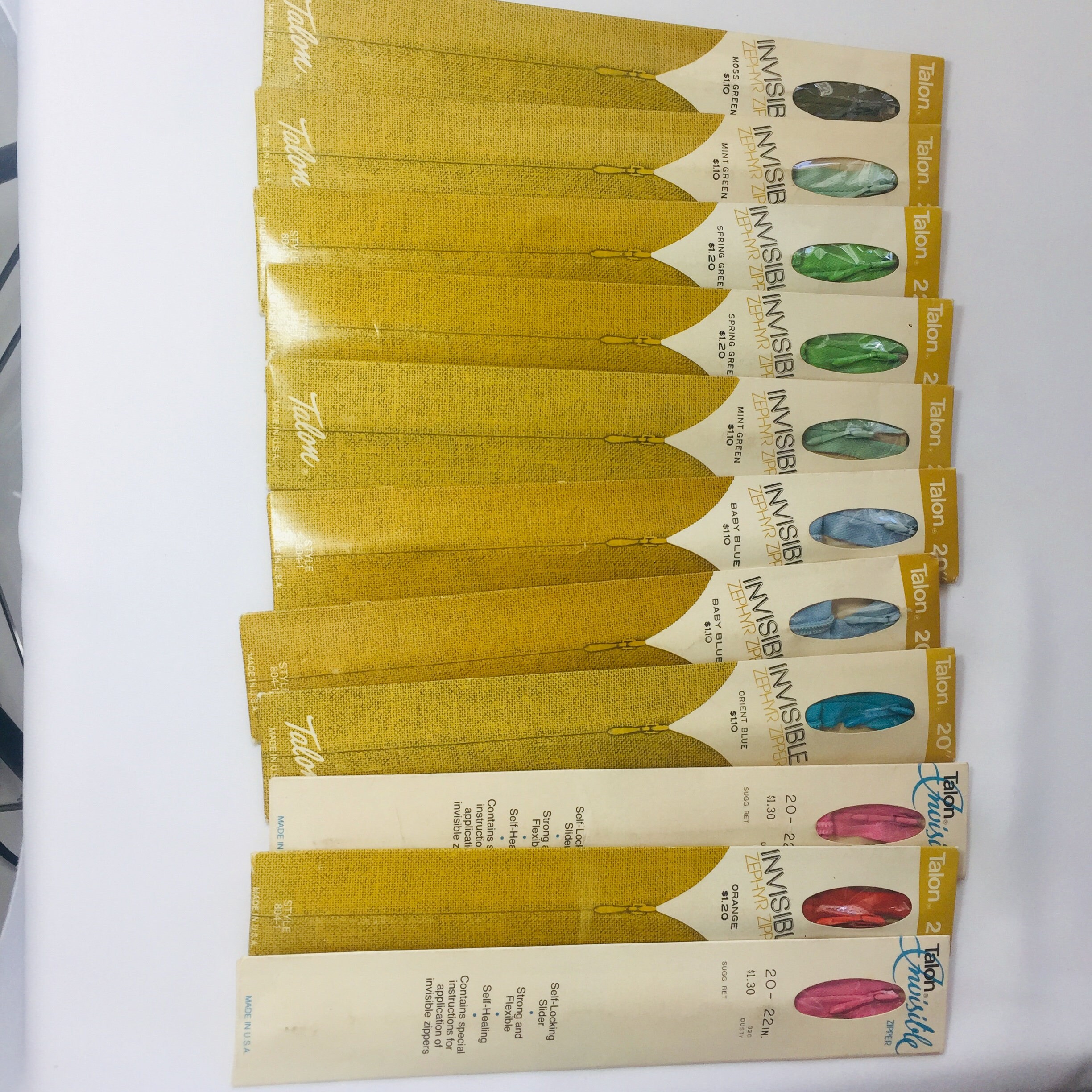 10 Invisible Nylon Zippers Multi Color Talon Made in USA Multi - Etsy