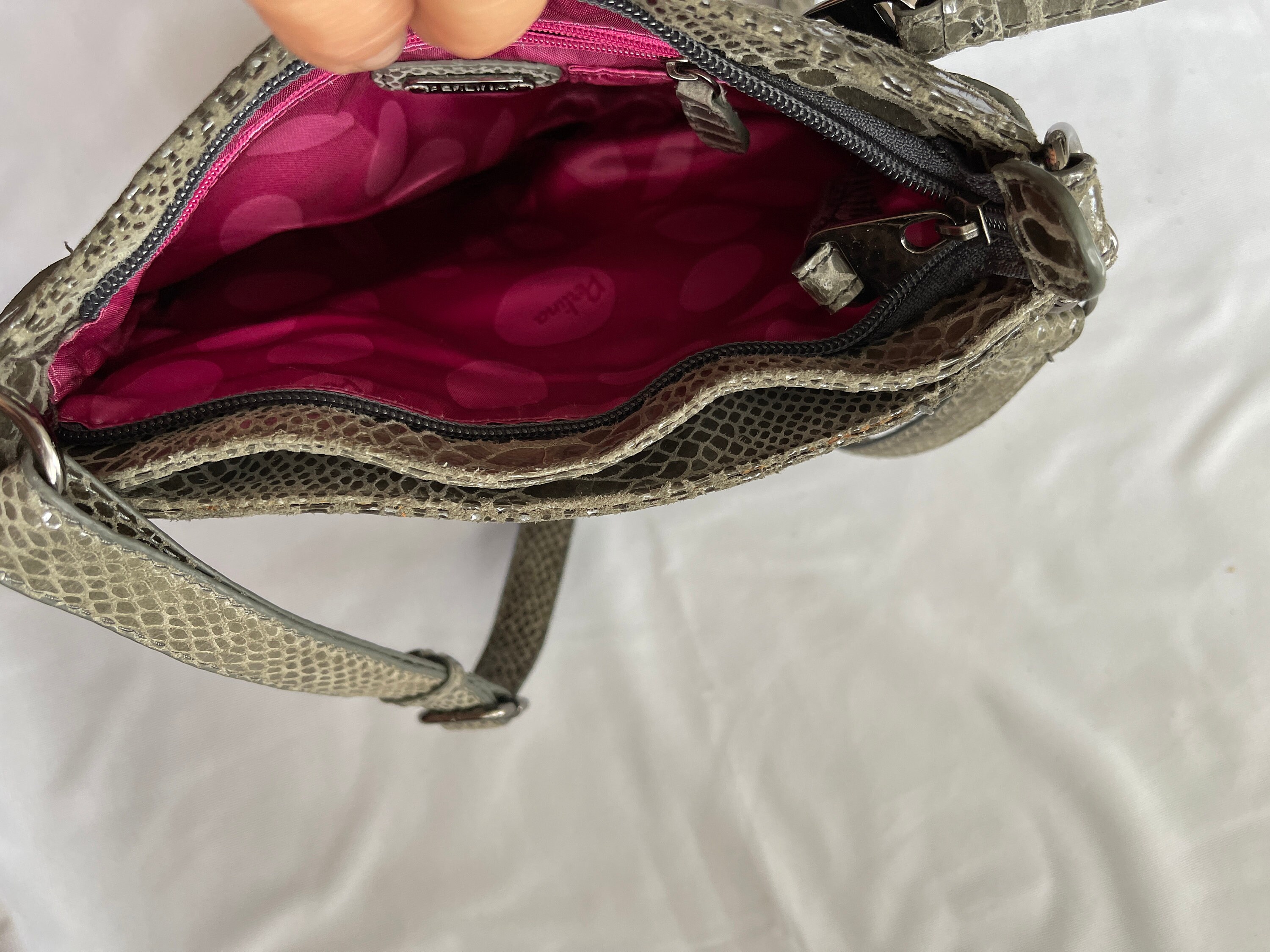 PERLINA Crossbody Bag Green/gray Leather Shoulder Bag - Etsy