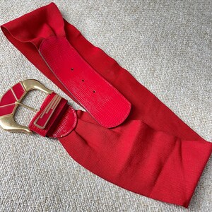 Red Stretchable Belt Vintage Belt Women's Wide Belt Leather/cord Belt ...