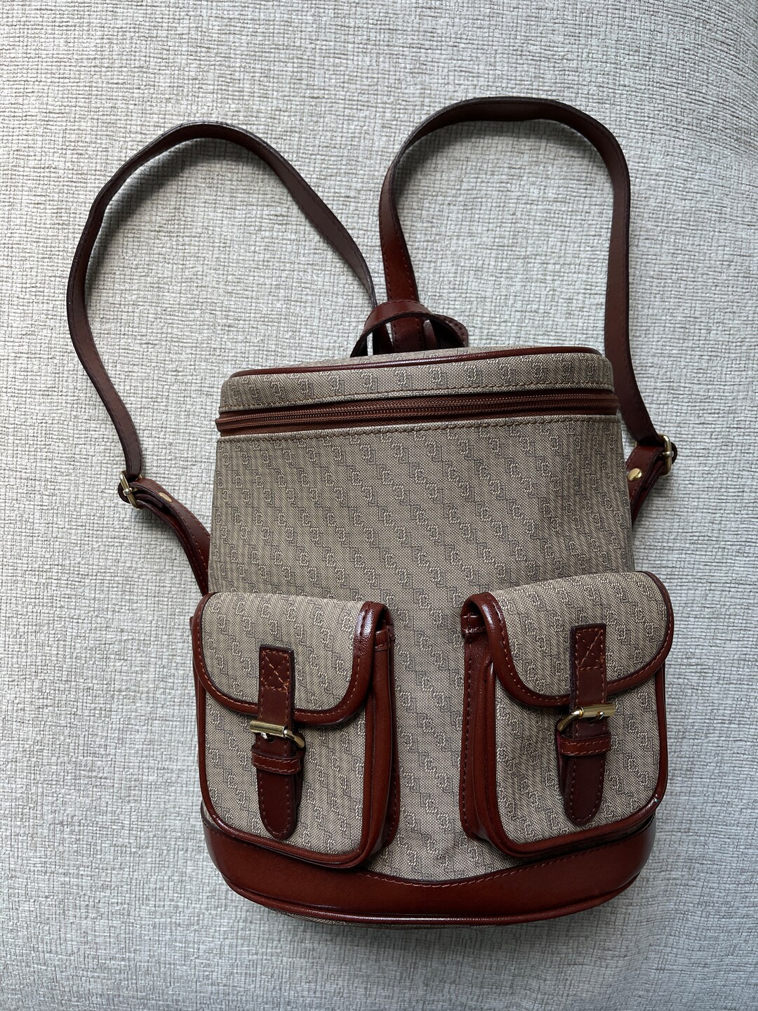 Brown Backpack Leather/canvas Girls Backpack - Etsy