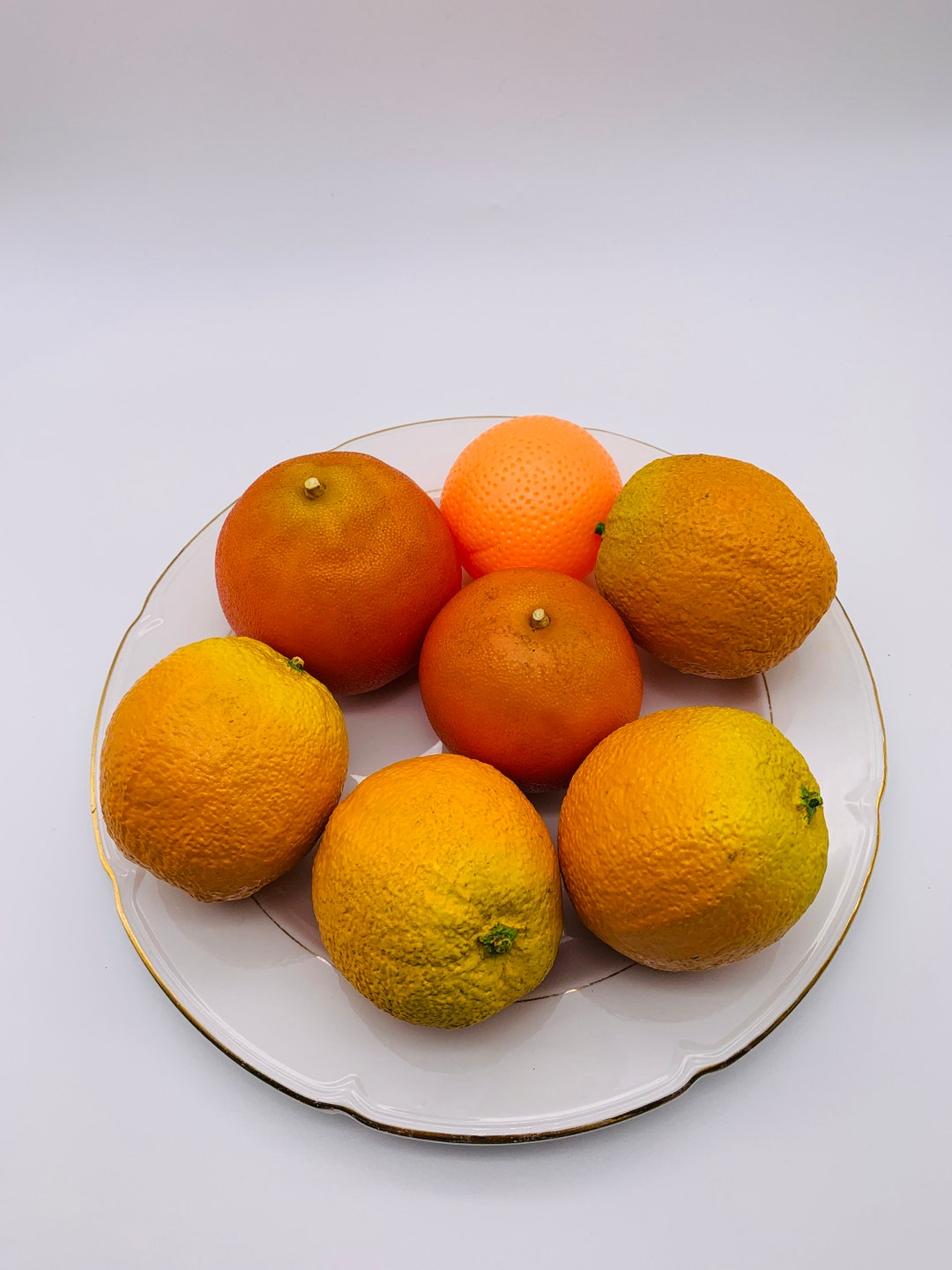 6 Oranges Plastic Fake Fruits Set of 6 Artificial Fruits Ornament Fake ...