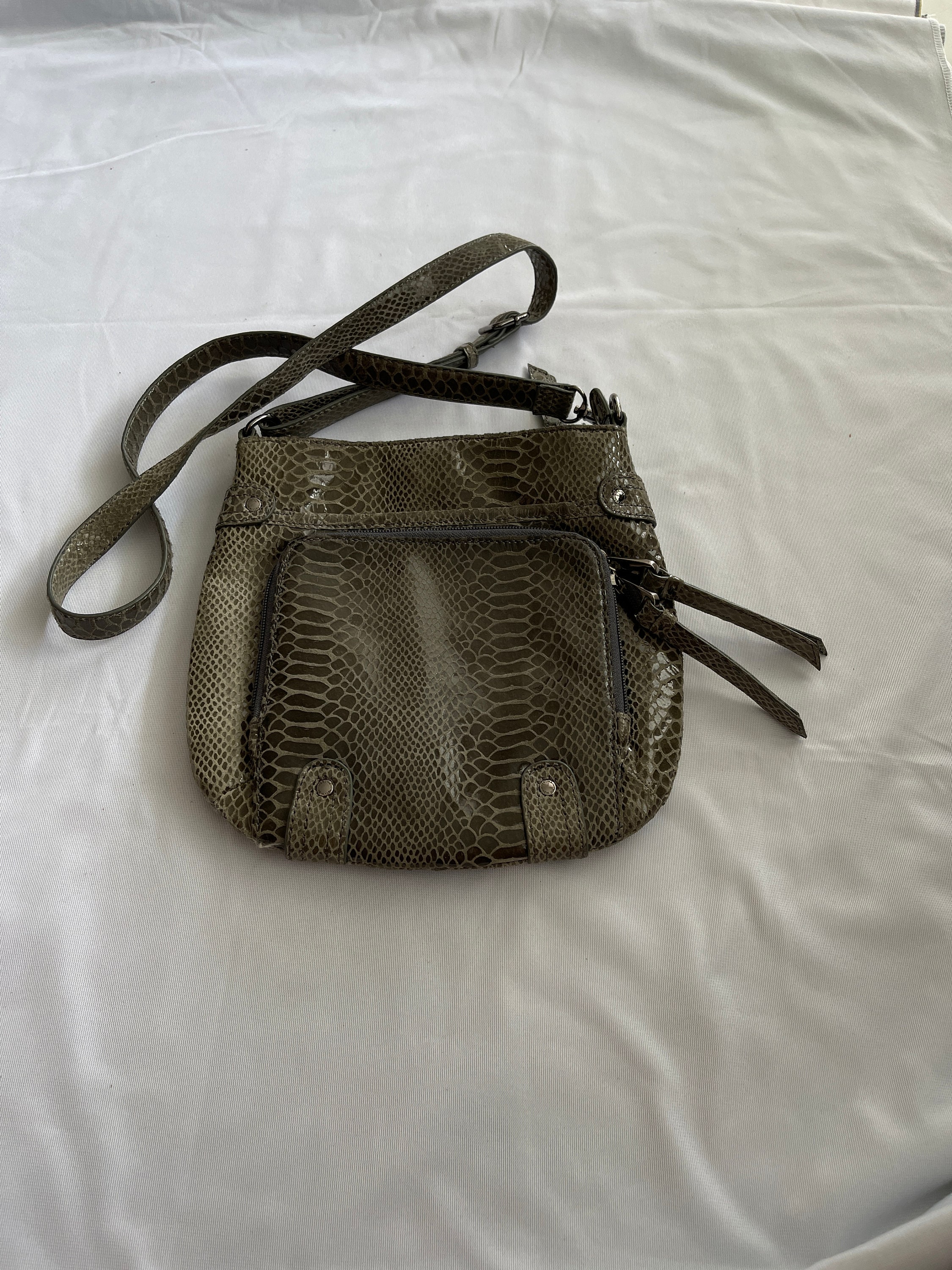 PERLINA Crossbody Bag Green/gray Leather Shoulder Bag - Etsy