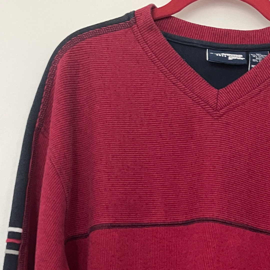 Extreme Gear Men's Sweater Dark Red/navy Long Sleeve Pullover - Etsy