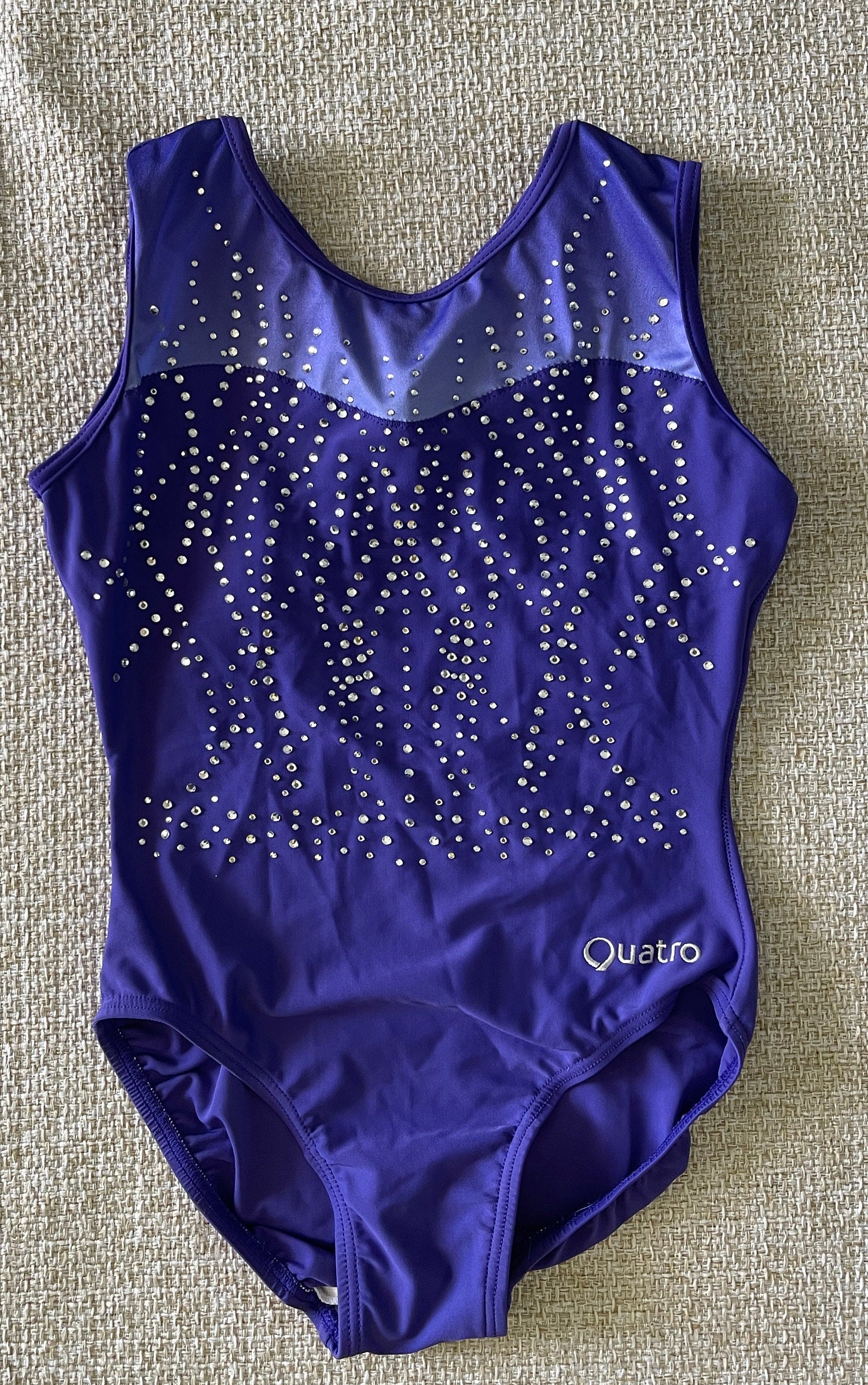 Quatro Gymnastics Leotard Navy Swimwear For Girls Purple Nylon Crystal