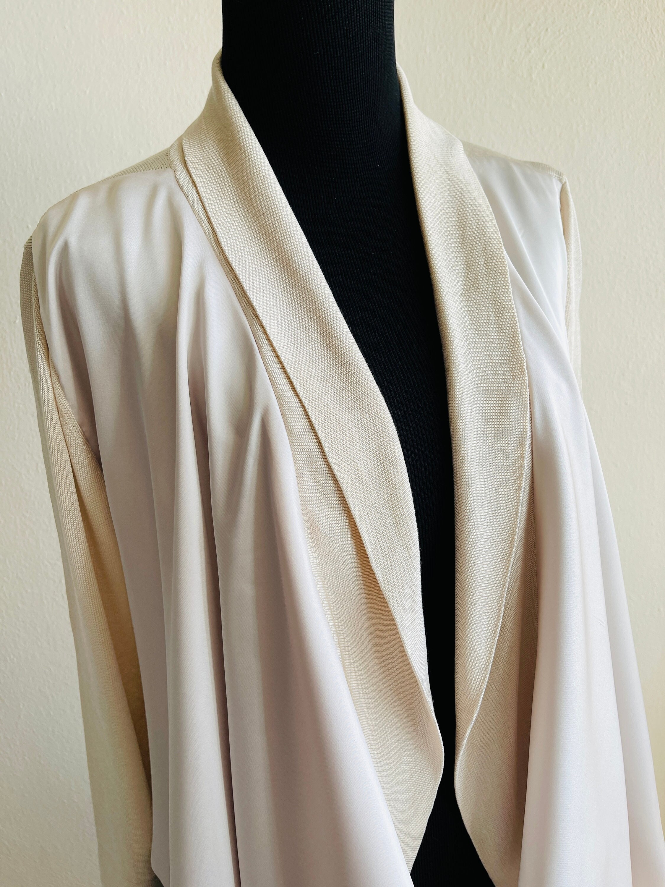 Cardigan Placket &back Panel Beige Color Polyester Size L Blouse - Etsy