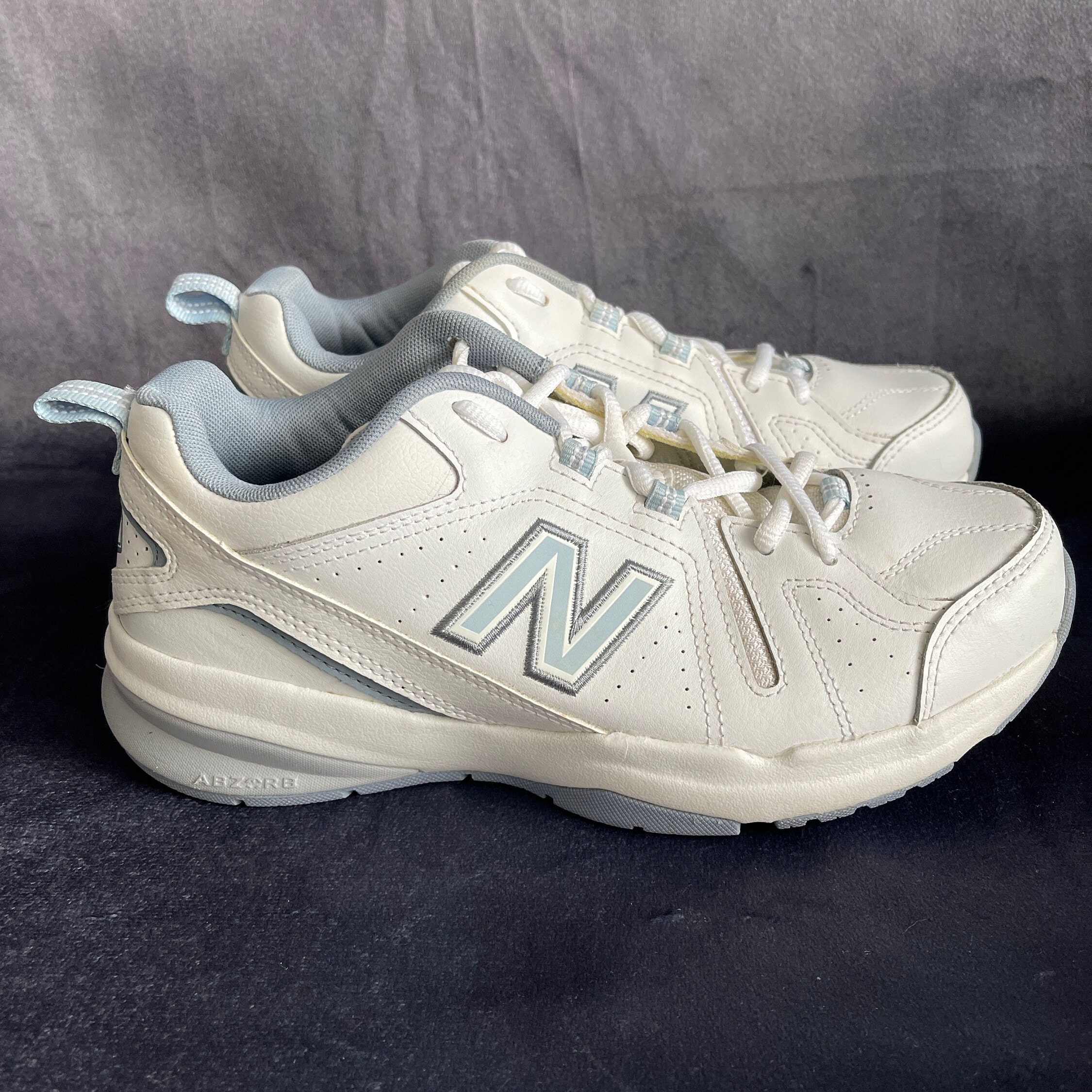 NB Men's Sneakers New Balance 608 Leather White/blue Comfort Insert Soft Supportive Runners Size ...