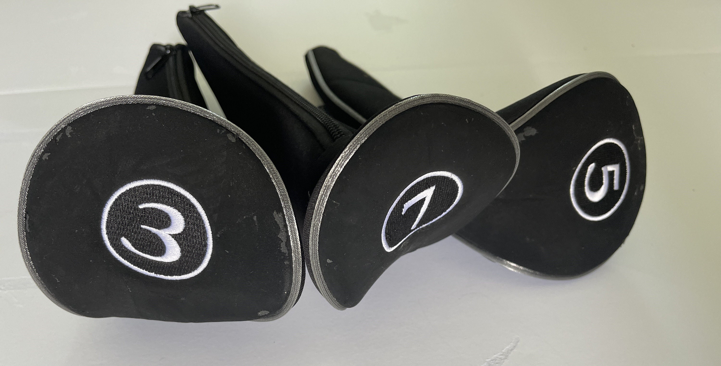 Lot of 3 MAGEK Golf Headcovers Black Golf Zipper Head Cover Senior Men ...