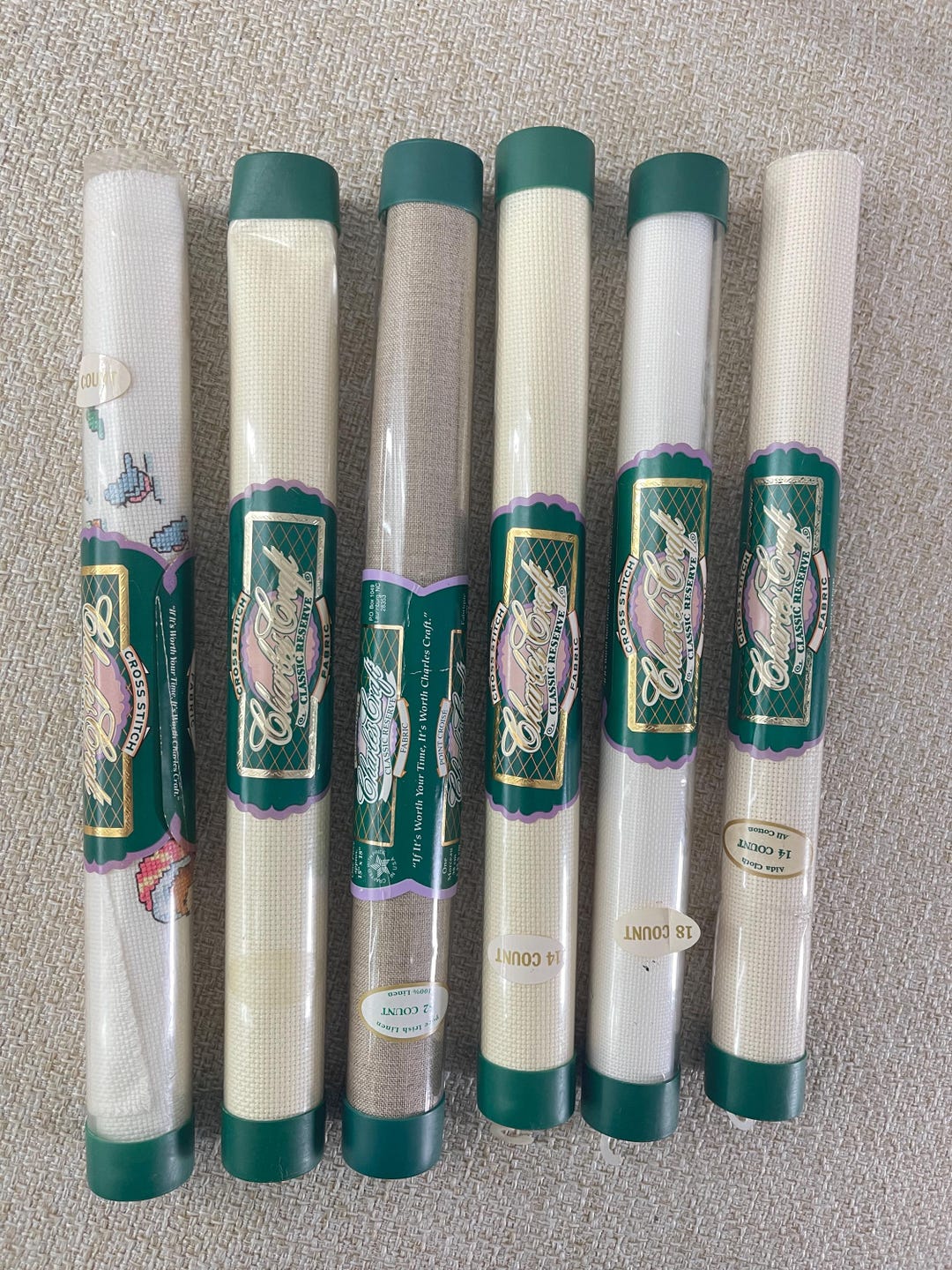 Charles Craft Classic Reserve Fabric Aida Set of 6 Embroidery Kits Hand ...