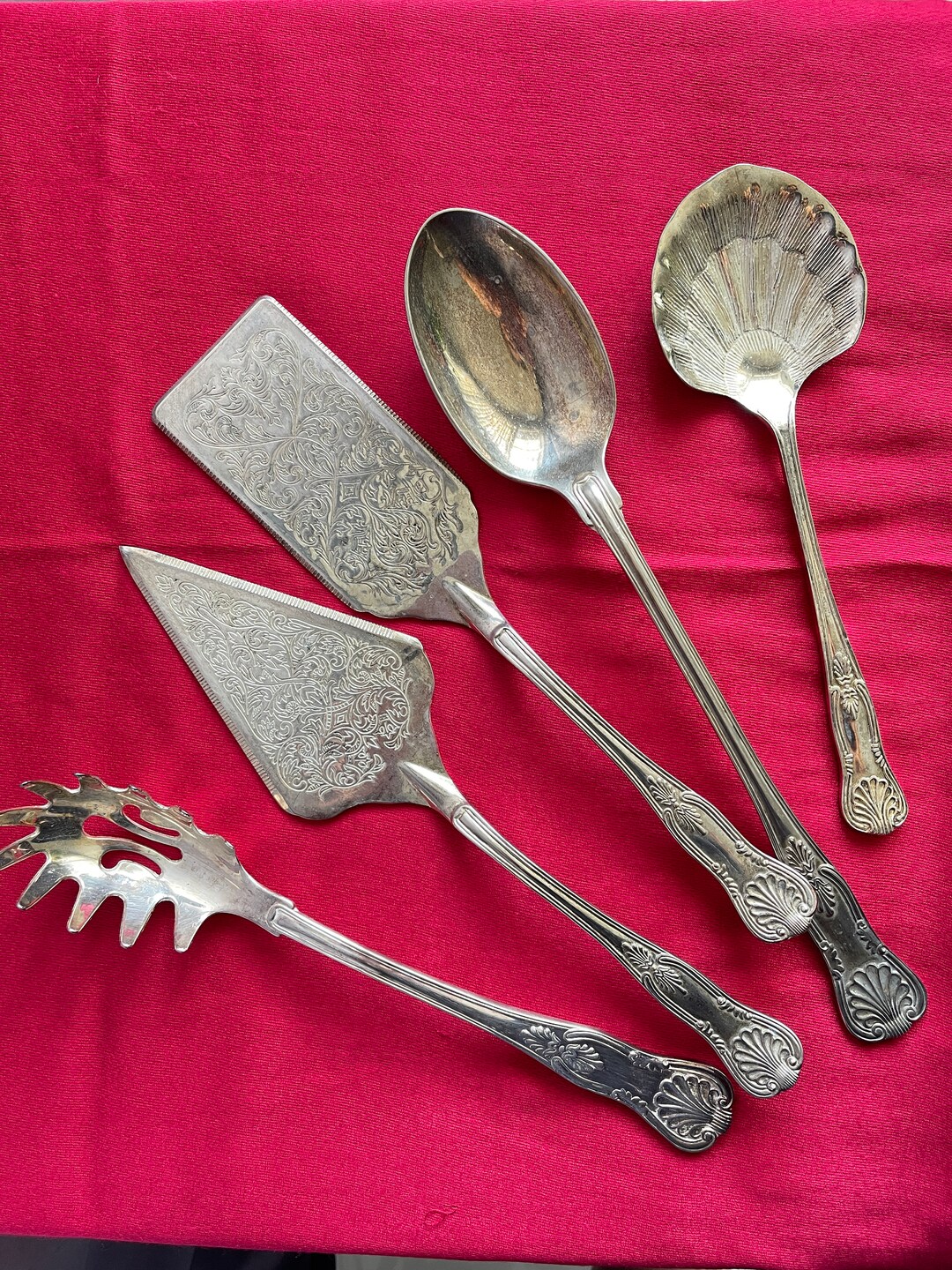 Set of 5 Silverware Shettield Silverplate Ornate Silver Swedish Serving ...