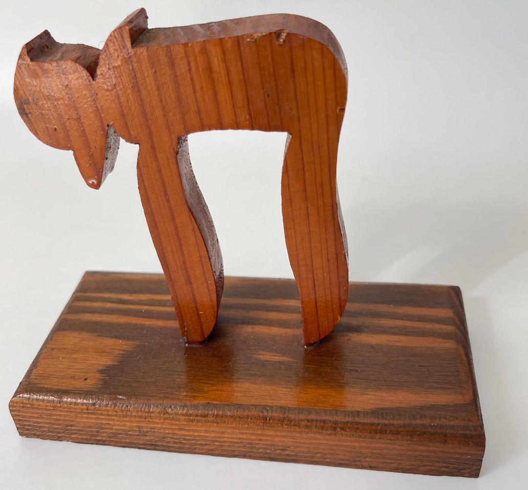 Wooden Sculpture Art the Hebrew Letter “chai” Figurine Handmade Home ...