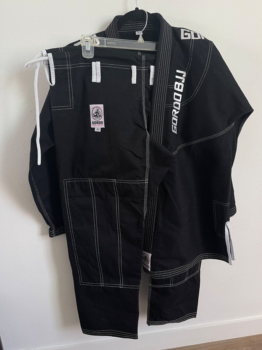 GORDO BJJ Uniform Black Jiu-jitsu Cotton Size A3 2 Piece Top and Bottom ...