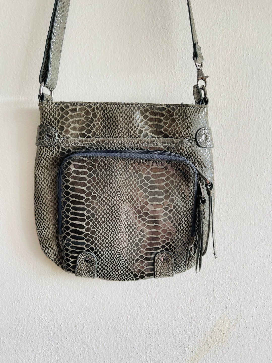 PERLINA Crossbody Bag Green/gray Leather Shoulder Bag - Etsy