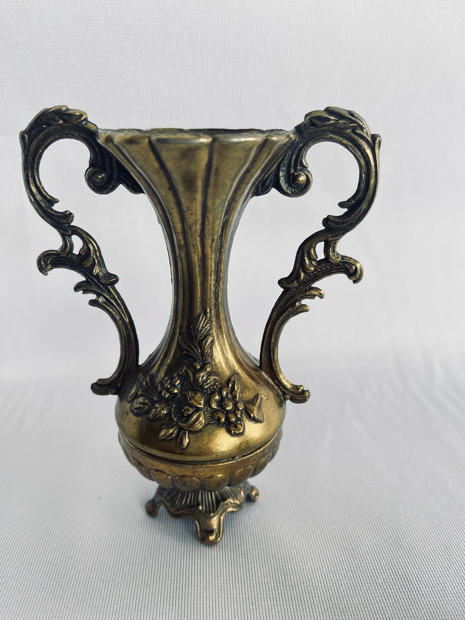 Lot of 2 Small Brass Vase Brass Floral Design Vase Double - Etsy