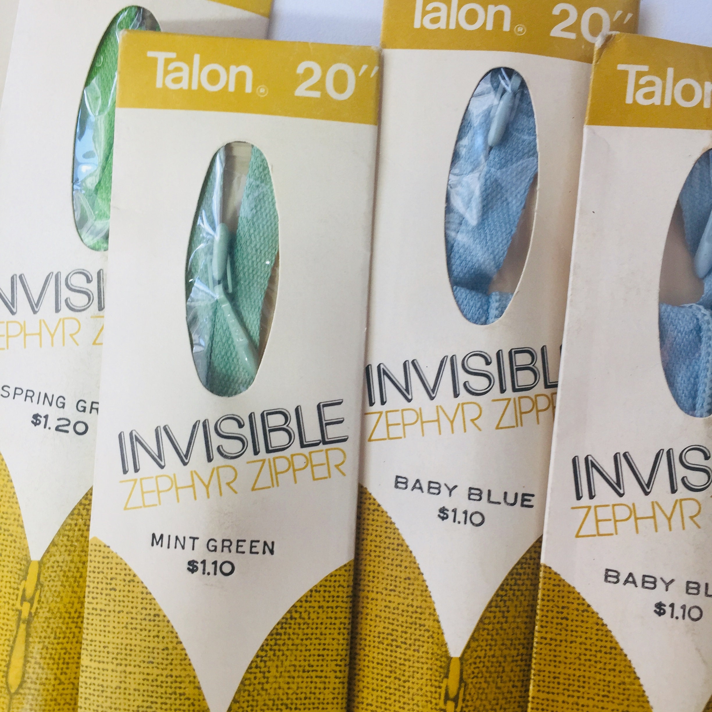 10 Invisible Nylon Zippers Multi Color Talon Made in USA Multi Color ...