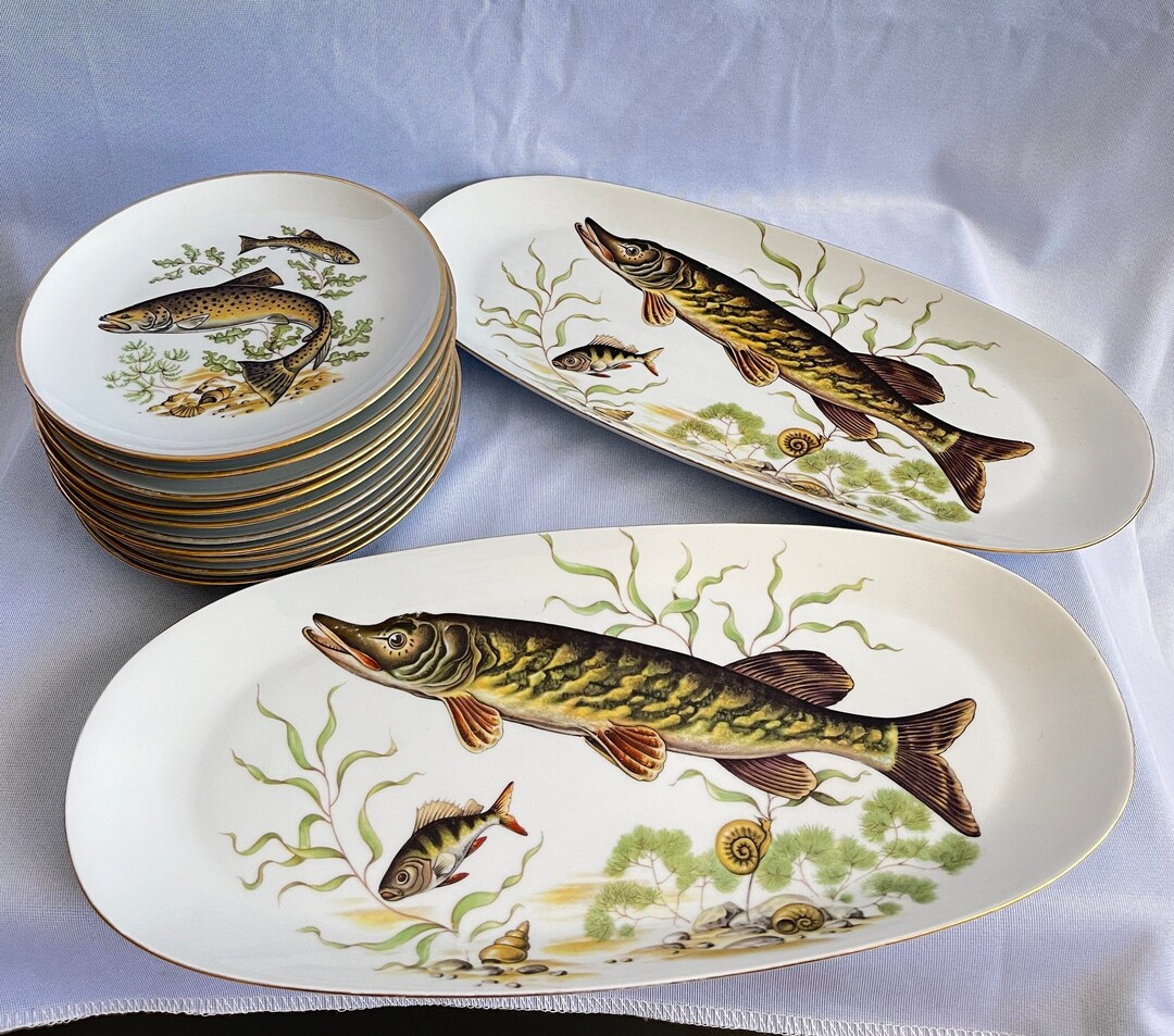 Set of 10 Porcelain Plates and 2 Oval Platter Naaman Israel Vtd 14 ...