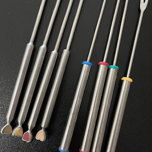 Fondue Forks Set of 8 Color Coding Stainless Steel Meat Forks 4 Long/4 ...