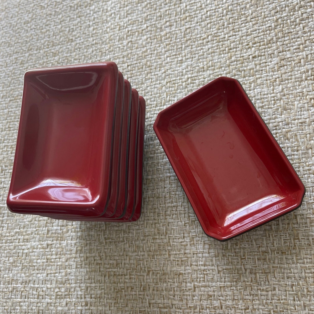 Set of 6 Sauce Board Red/black Saucer Plates Asian Sauce Dish Melamine ...