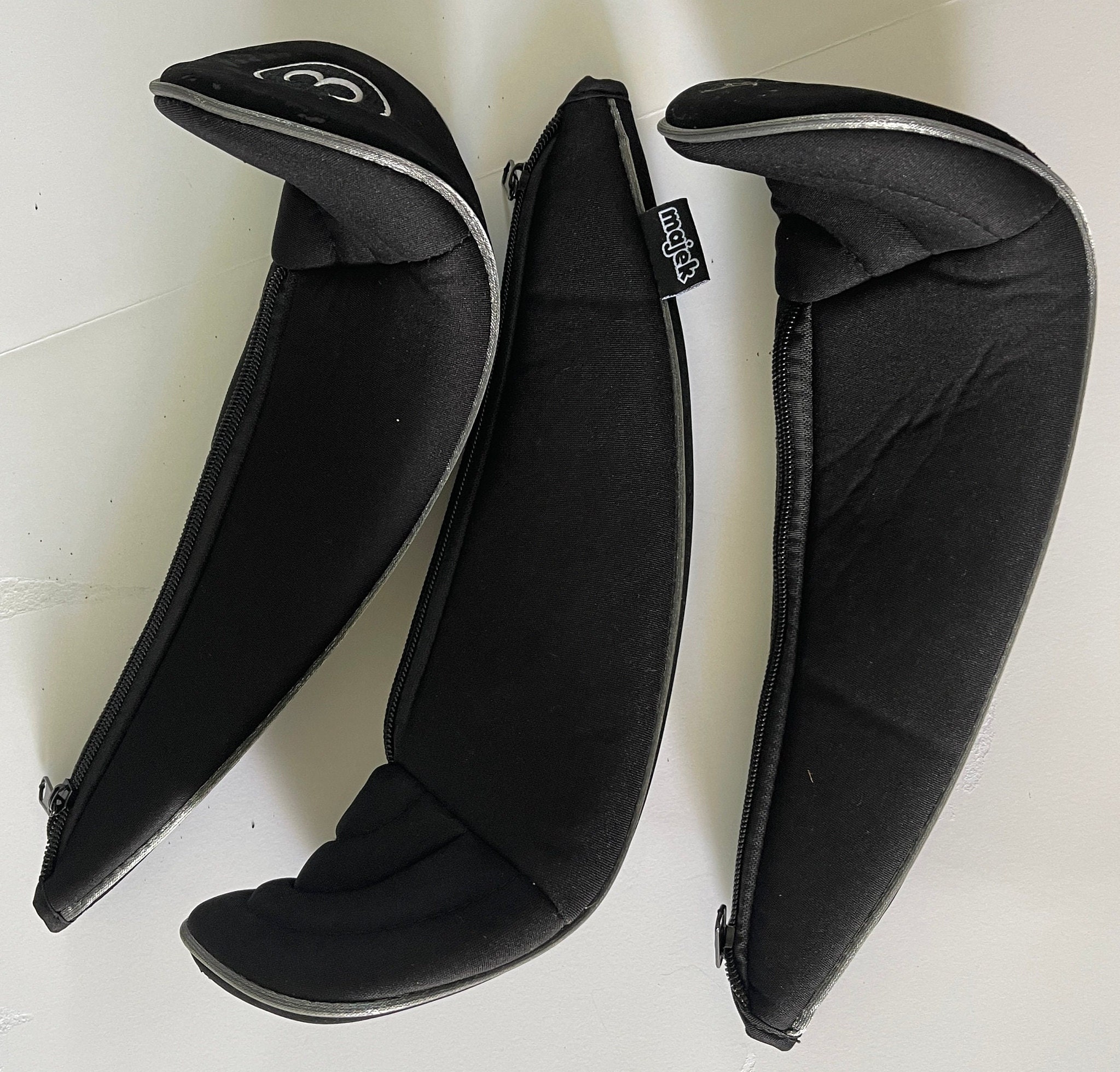 Lot of 3 MAGEK Golf Headcovers Black Golf Zipper Head Cover Senior Men ...