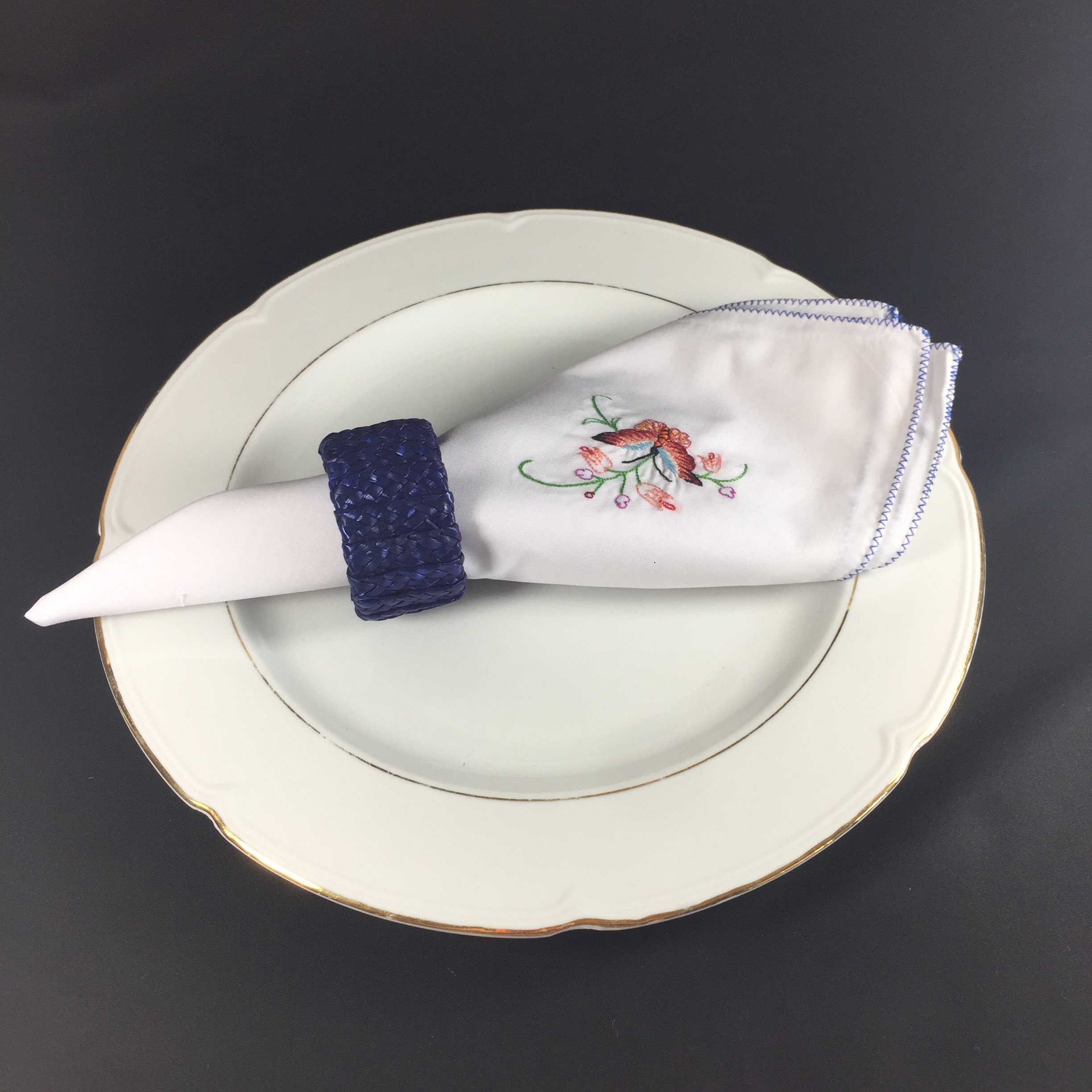 Set of 12 Napkins/12 Rings Hand Made Embroidery Napkins Straw - Etsy